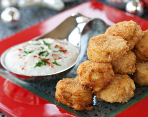 Piccolo Parsnip Fritters with Colston Bassett Blue Cheese Cream Dip ...